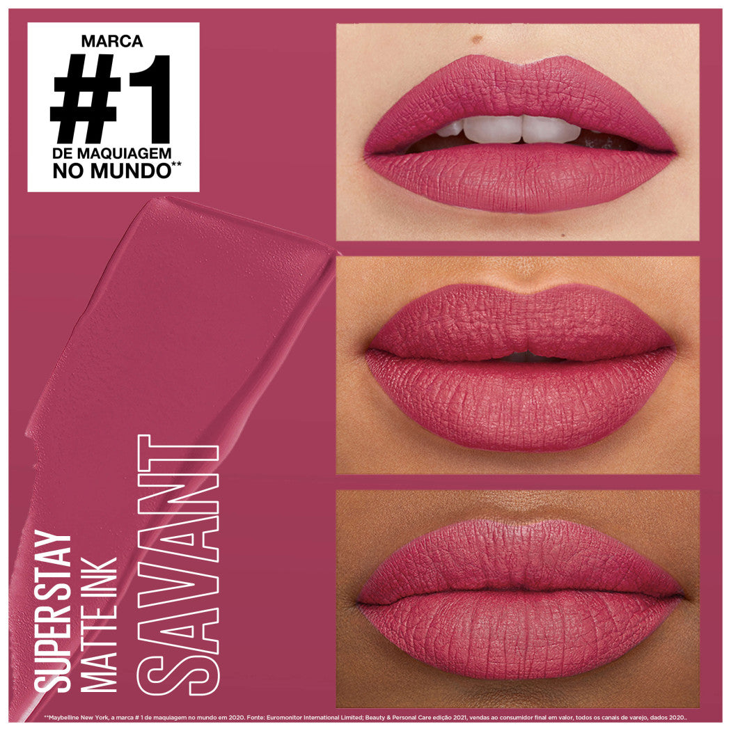 Labial Maybelline Superstay Matte Ink 155 Pink Savant — Perfumería La ...