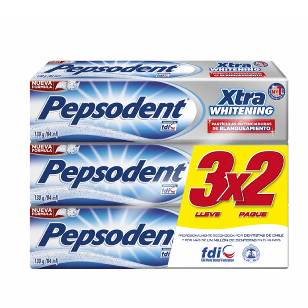 Pasta dental Pepsodent Xtra Whitening 3x2 130gr — Perfumería La Mundial